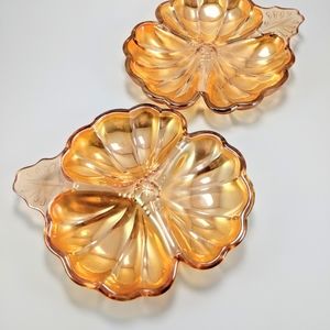 Carnival | Dining | Carnival Glass Marigold 3 Part Clover Shape Dish ...
